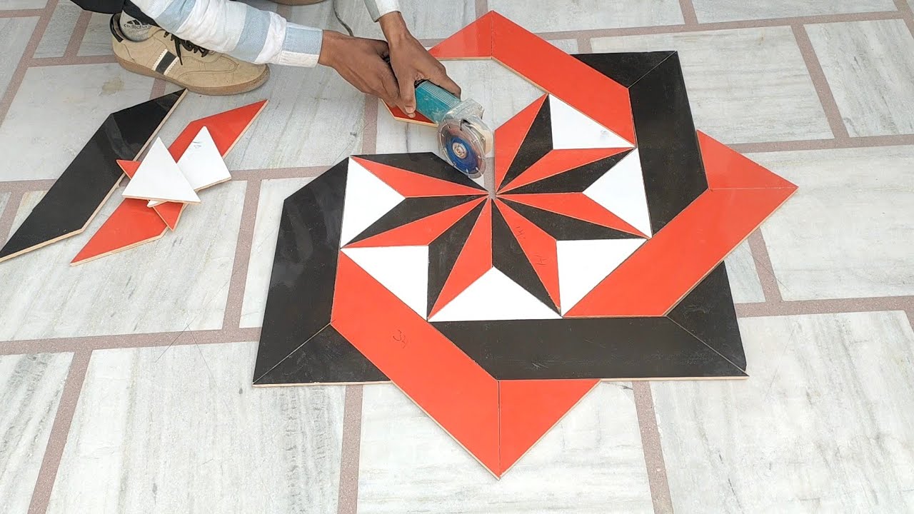 Modern Floor Tile Art Design | Perfect Tile Cutting Techniques - YouTube