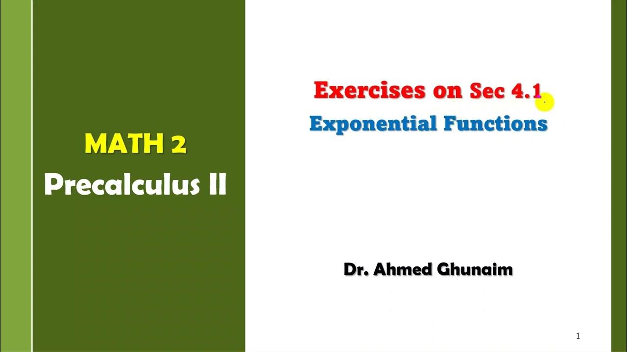 Sec 4.1 (Exponential Functions) Exercises - YouTube