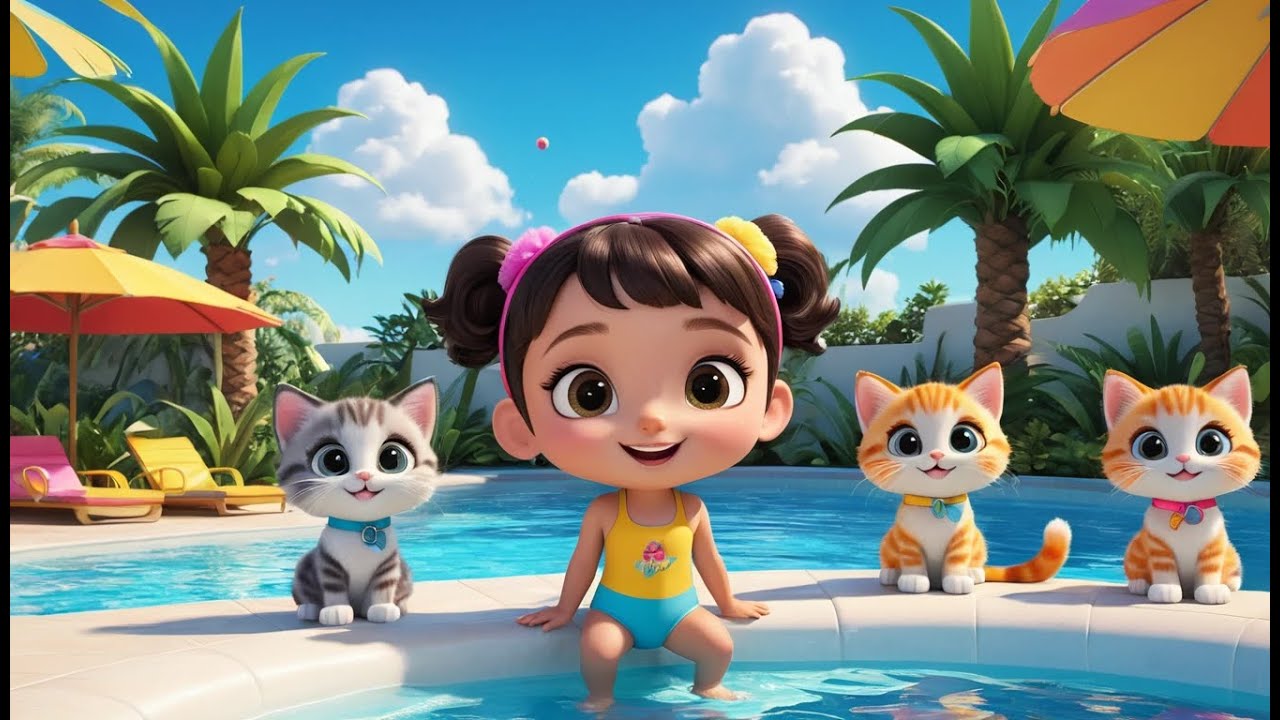 Six Little Kittens Jumping in the Pool | Fun Cat Song for Kids ...
