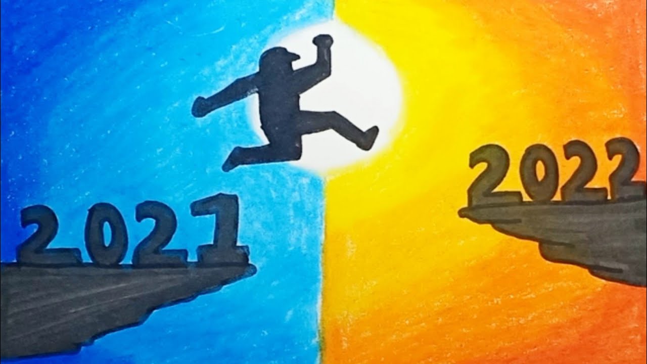 How To Draw Happy New Year 2022 |Drawing New Year 2022 Easy - YouTube