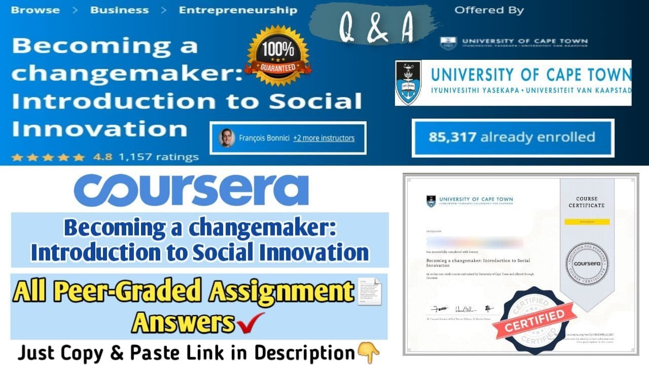 Becoming a changemaker | Coursera | All Week Peer-Graded Assignment Answers | 100% Marks - YouTube
