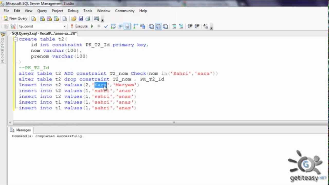 Sql Server Ajouter And Supprimer Constraint Youtube 8128