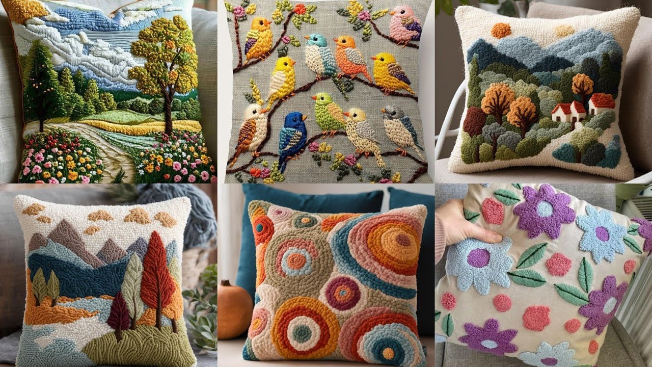 Punch Needle: Elegant punch needle cushions ideas p2 - YouTube