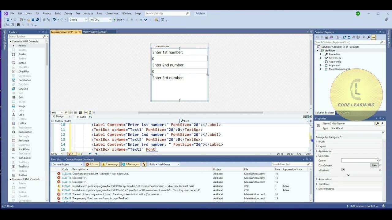 Wpf Branching Statements Nested If Codelearning Youtube
