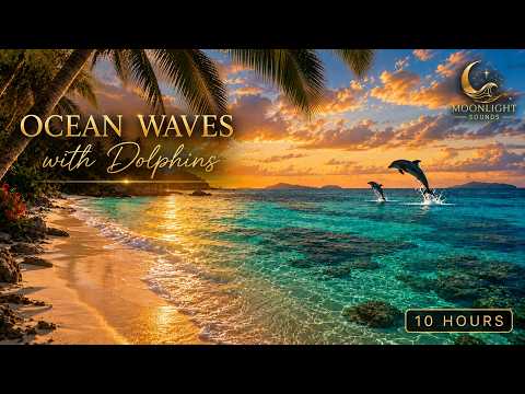 Ocean Waves with Dolphins 🐬 | 10 Hours of Relaxing Ocean Sounds for Sleep & Relaxation