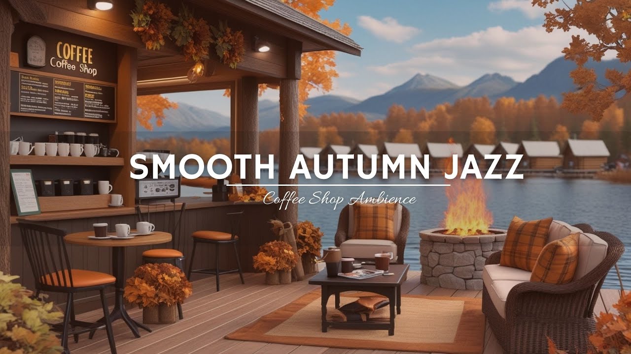 Coffee Shop Ambience ☕ with Smooth Jazz Relaxing Music at Porch Autumn ...