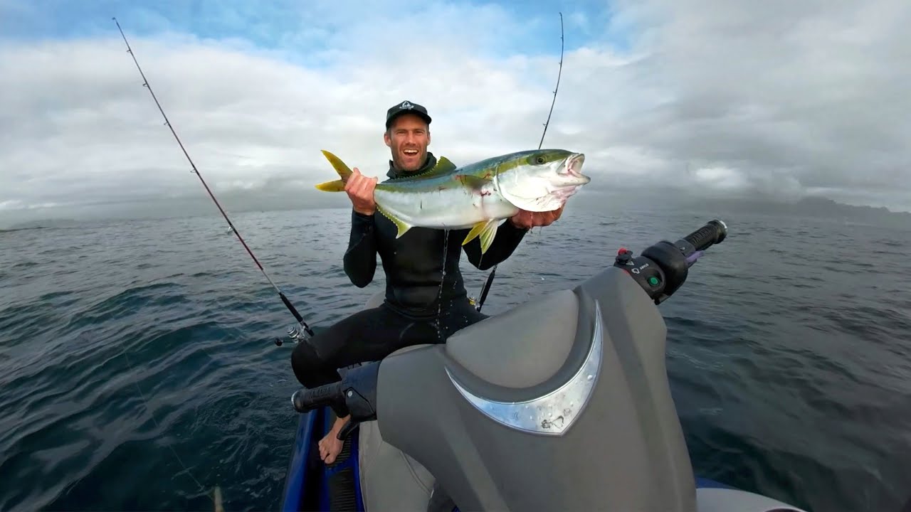 Fishing Cape Yellowtail from a Jetski near Robben Island in Cape Town ...
