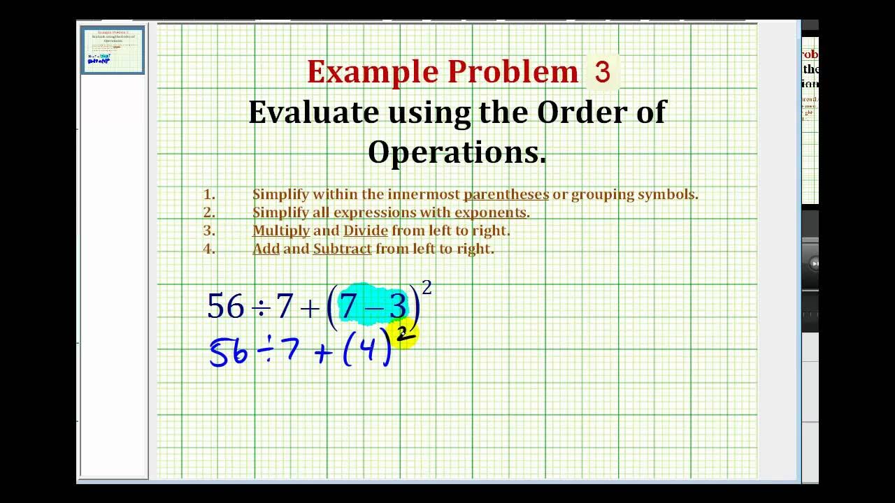 Example 3: Evaluate An Expression Using The Order of Operation - YouTube