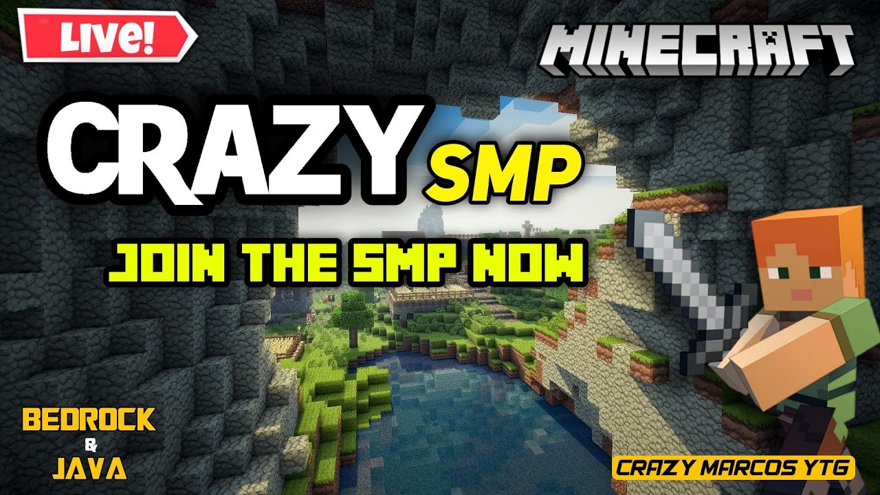 Minecraft Live | CRAZY SMP LIVE 🔥Public SMP | Java + Pe | CRAZY MARCOS YTG IS LIVE - YouTube