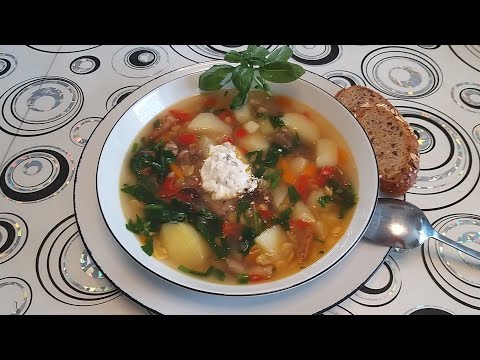 Очень простой и вкусный обед/Гороховый суп с салом 🥕🌶