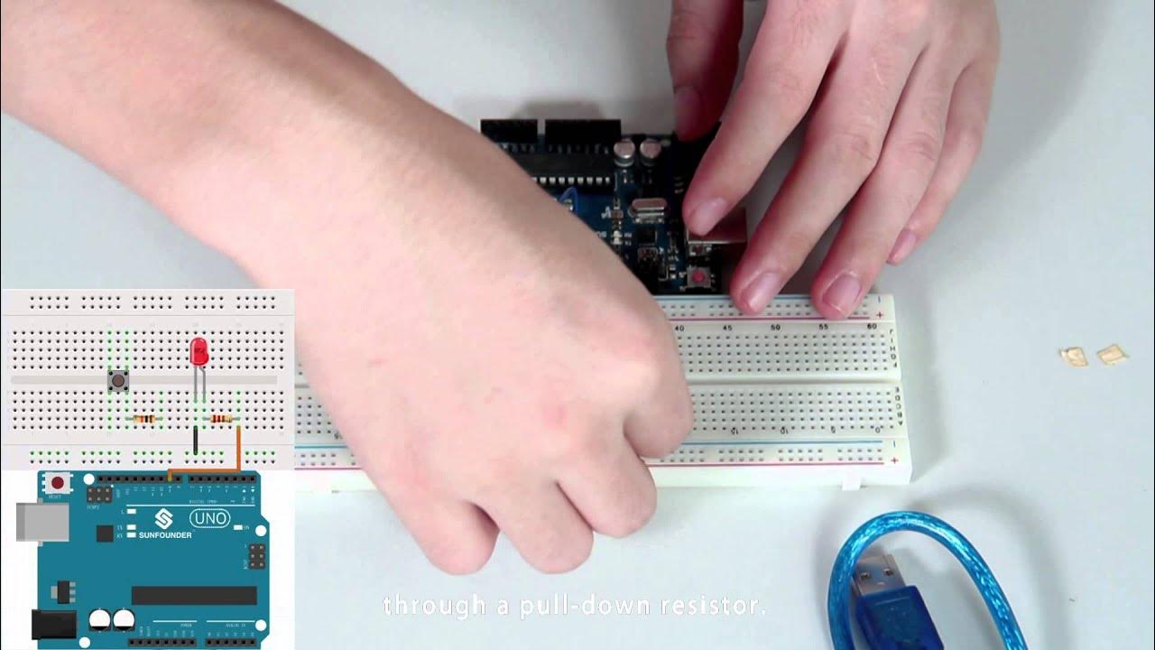 SunFounder Learning Starter Kit Tutorial for Arduino - Control LED by Button - YouTube