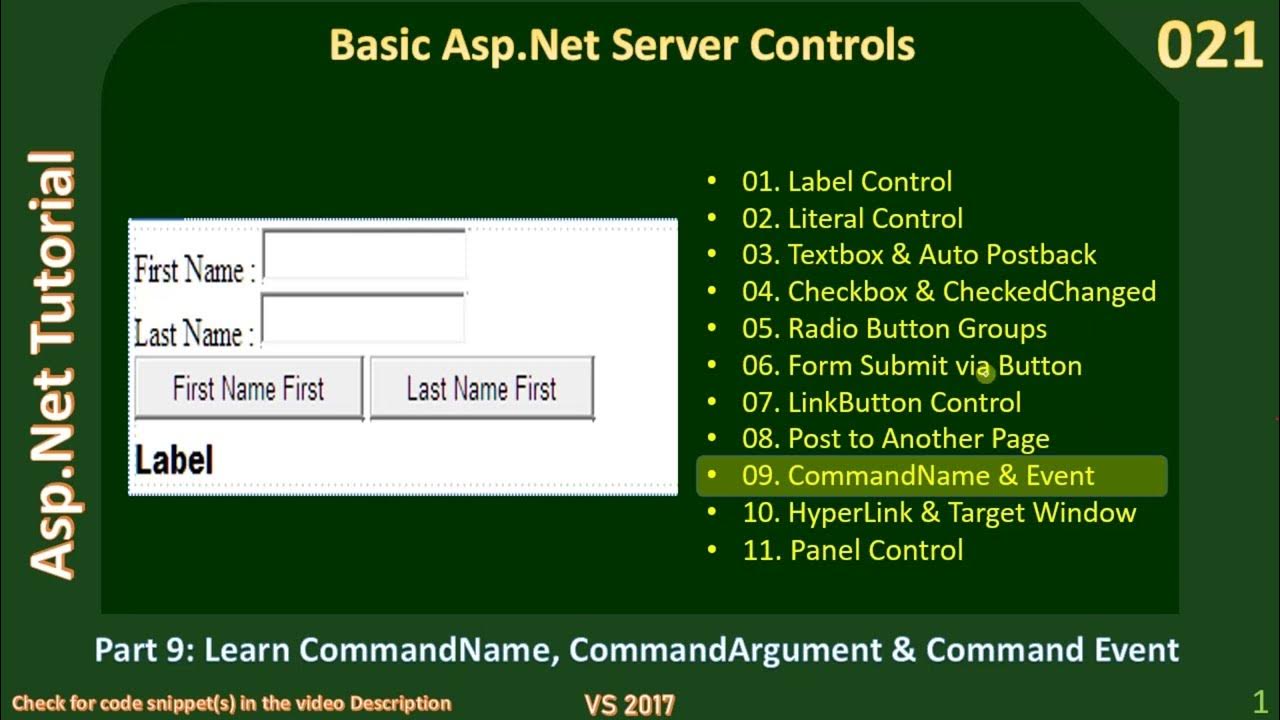 Basic Controls | Part 9 - CommandName, CommandArgument & Command Event | Asp Net Tutorial #021 ...