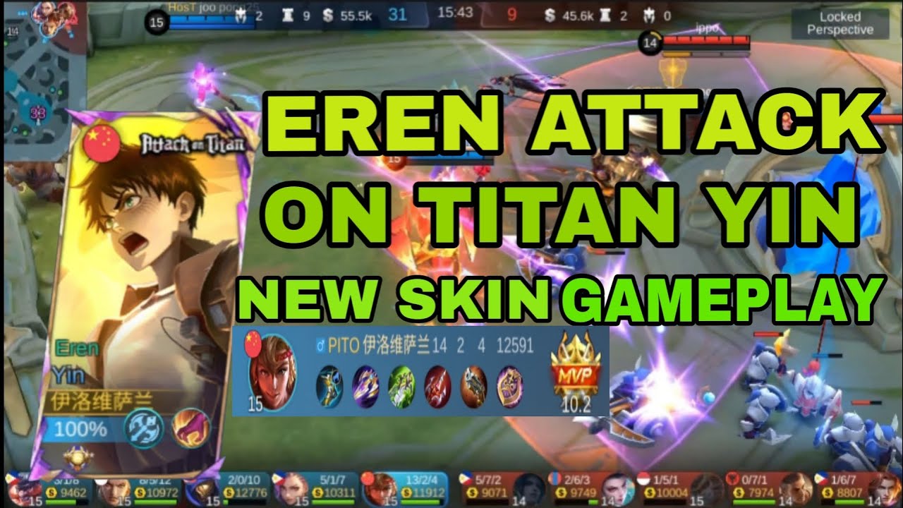 Eren Yin New MLBB×Attack On Titan Collab Skin Gameplay|2024 - YouTube