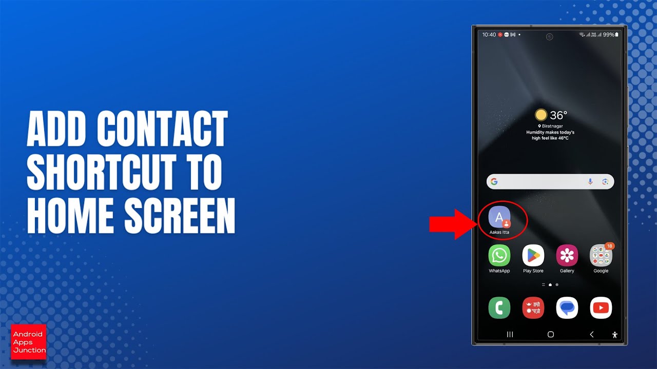 How to add shortcut of a contact on the home screen of Samsung for ...