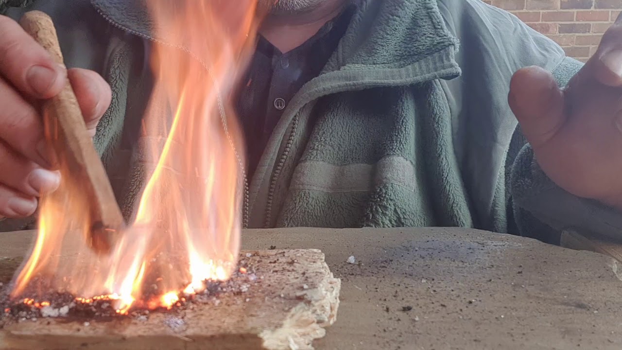Fire starting with friction, Potassium permanganate & sugar ...