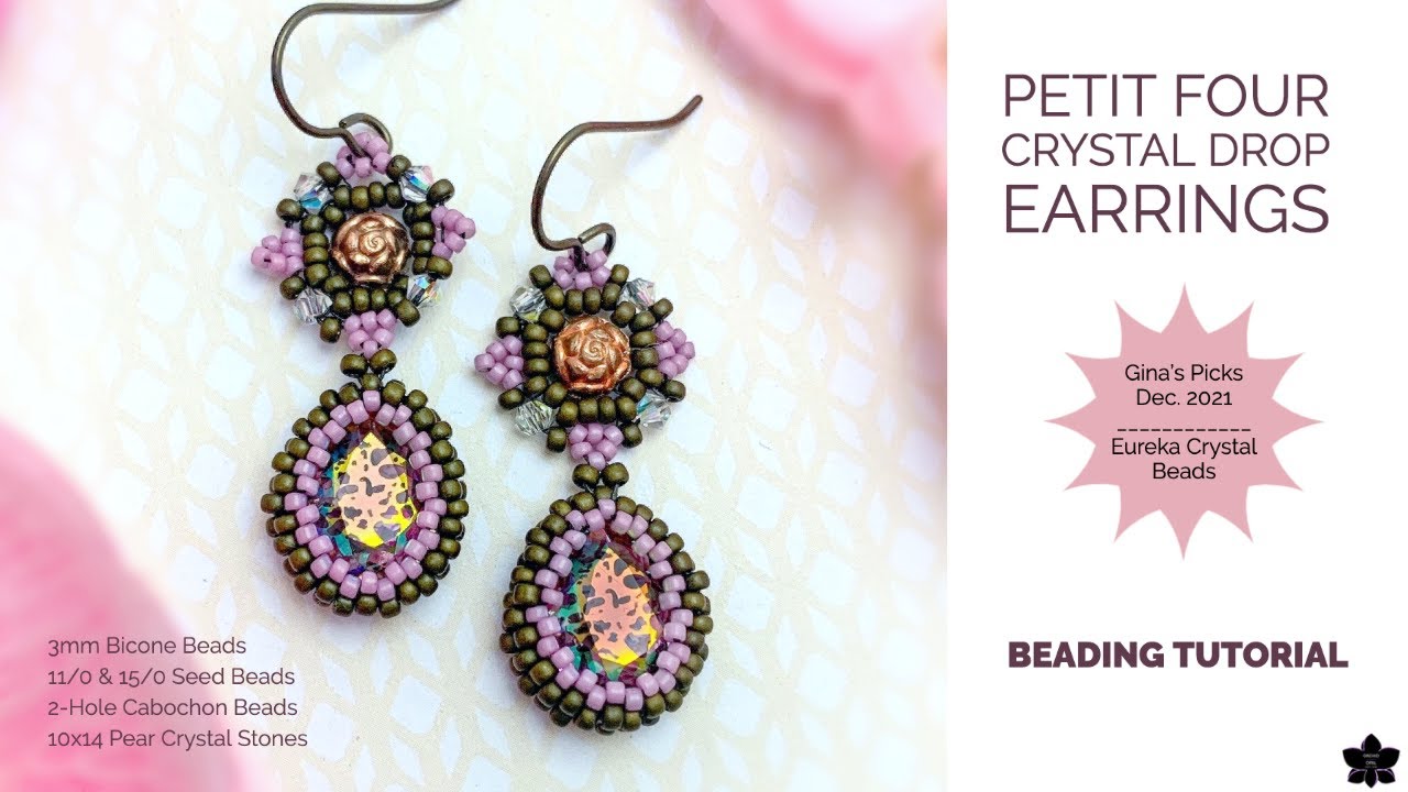 Petit Four Beaded Crystal Drop Earrings Tutorial - YouTube
