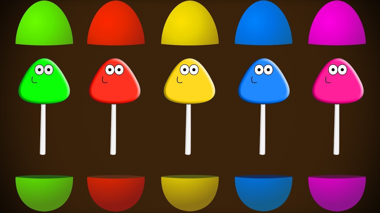 Surprise Eggs Toy Pou Lollipops Finger Family Colors Learn | Nursery ...