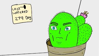 NORMAL PLANTS VS CACTUS WHEN YOU TRY TO WATER THEM. #cactus #animation #funny 