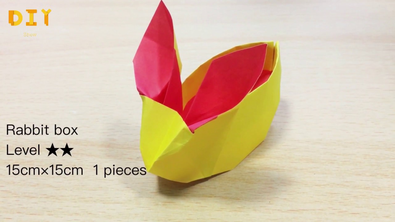 Origami Rabbit box - Level ** - DIY Show 兔盒子折纸 - YouTube