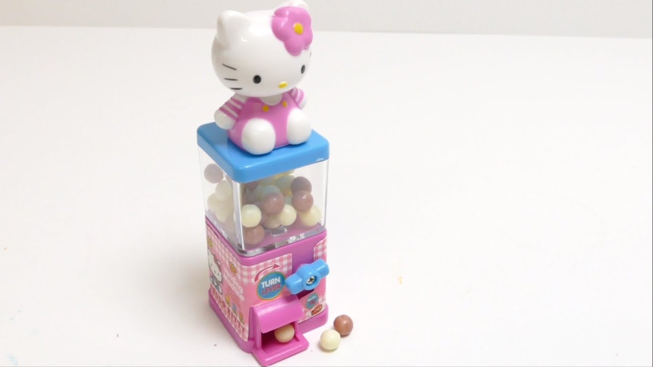 Hello Kitty Gumball Machine with Chocolate Balls (ガムボールマシーン) - YouTube