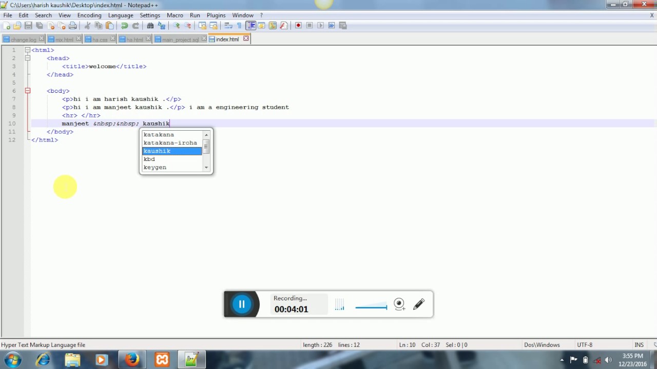 HTML Tutorial in hindi PART 03 basic html tags - YouTube