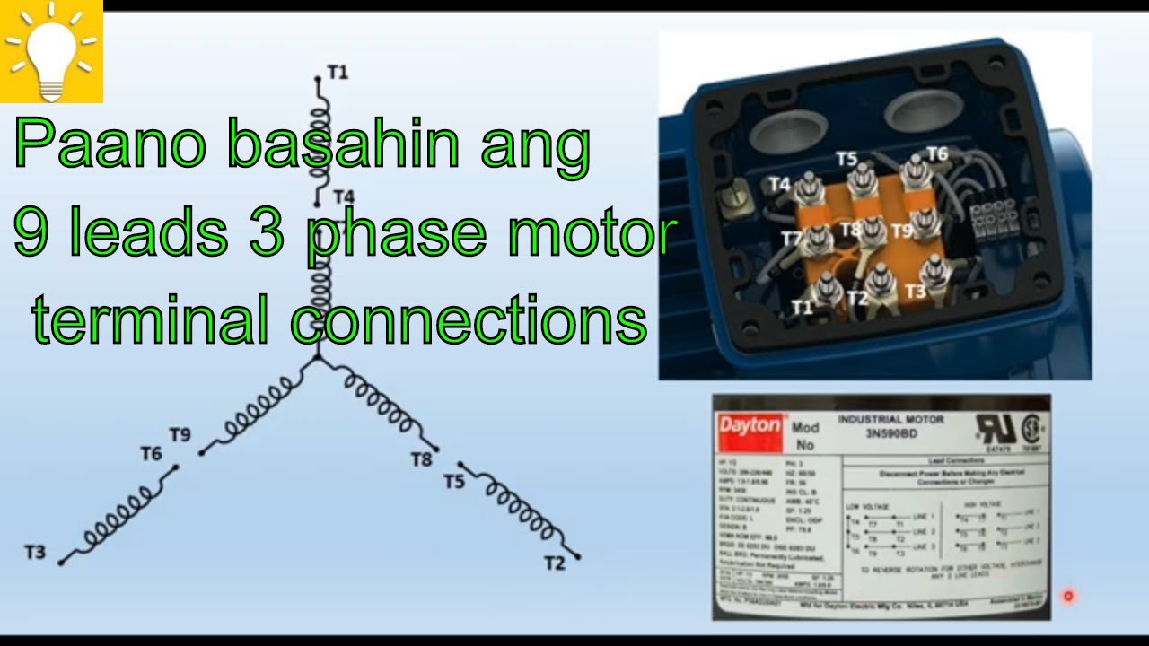 Paano basahin ang 9 leads 3 phase motor terminal connection - YouTube