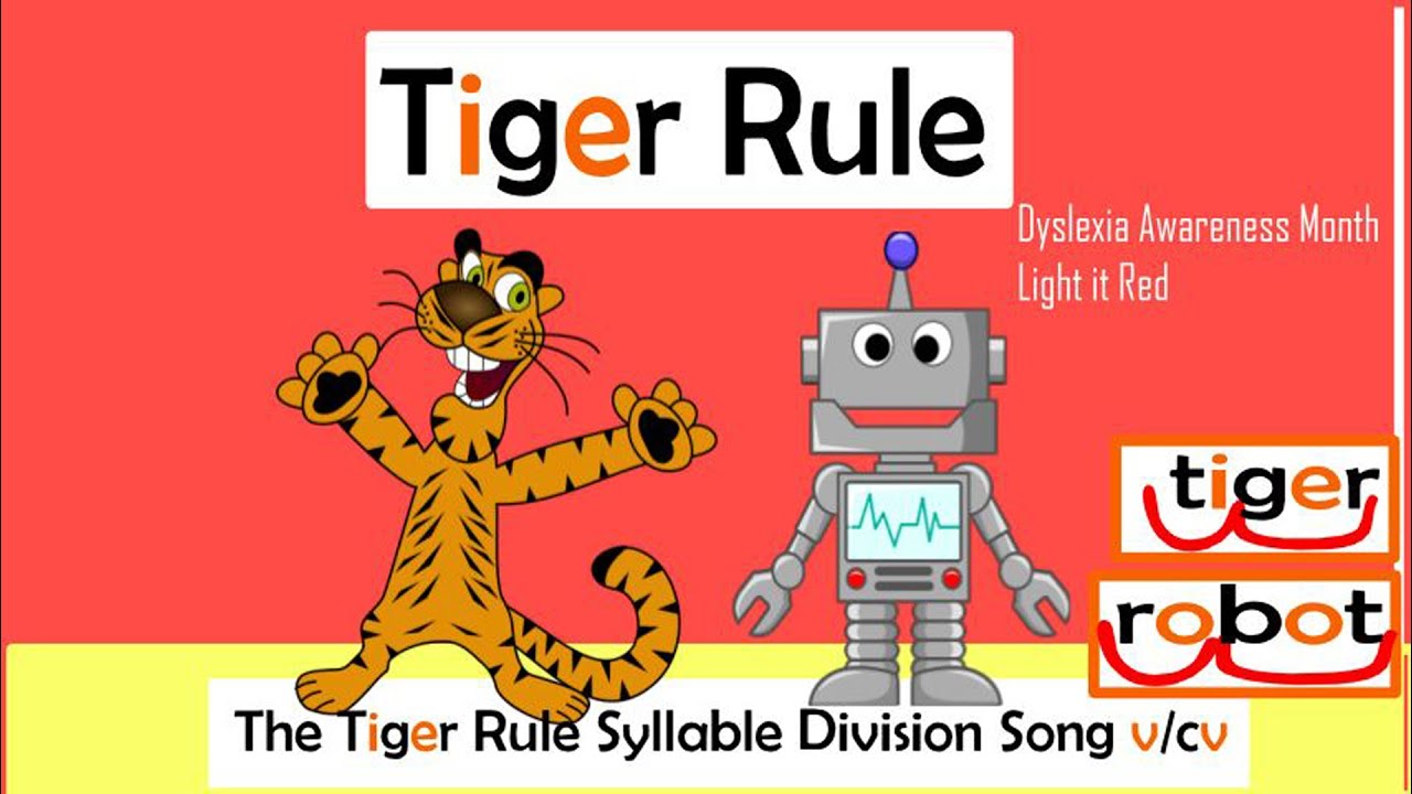 The Tiger Rule Syllable Division Song v/cv Dyslexia Awareness Month ...