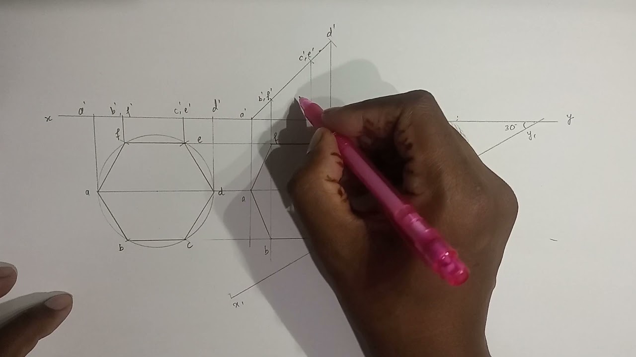 Projections of Planes by Auxiliary Inclined Plane Method: Hexagon - YouTube