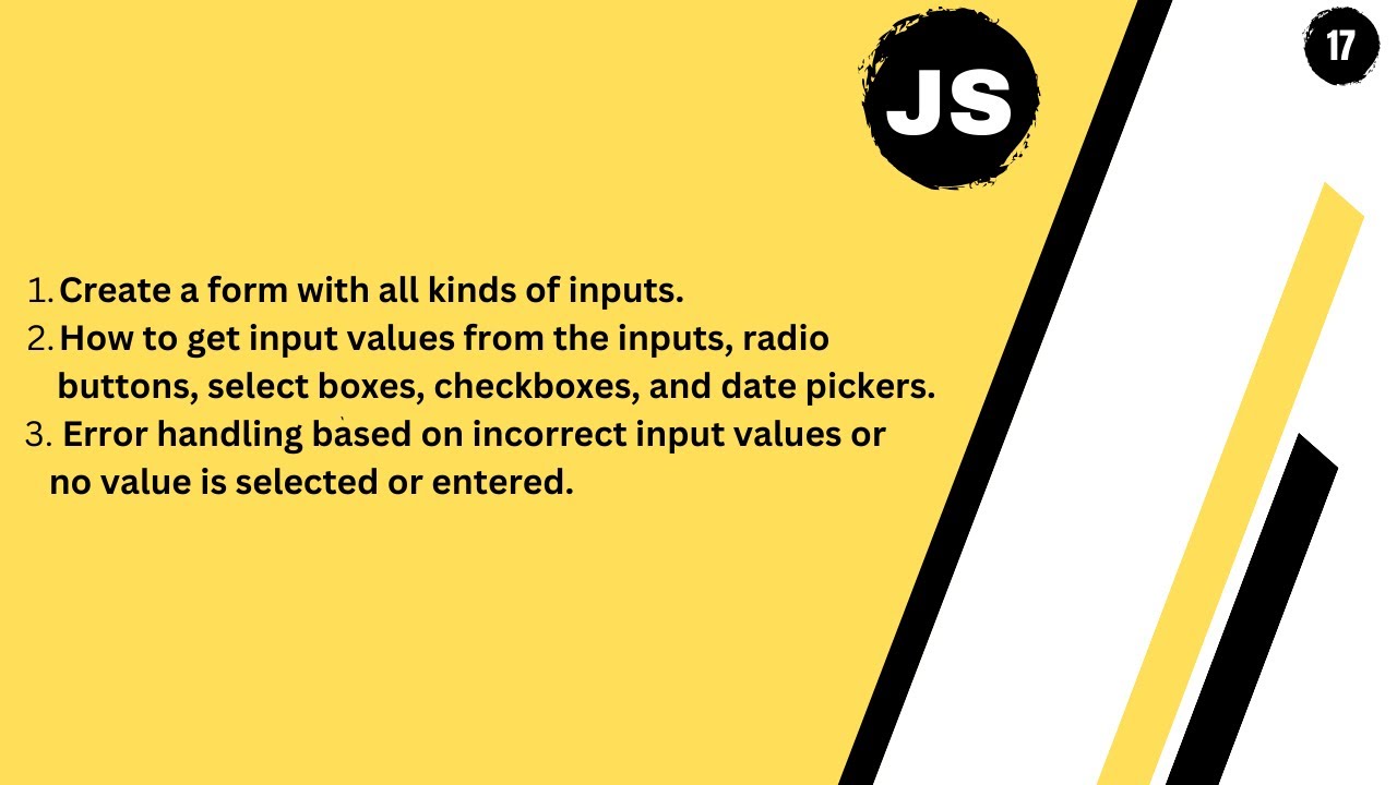 Lecture 17 of JS (DOM class 3) (Error handling in forms, accessing form ...