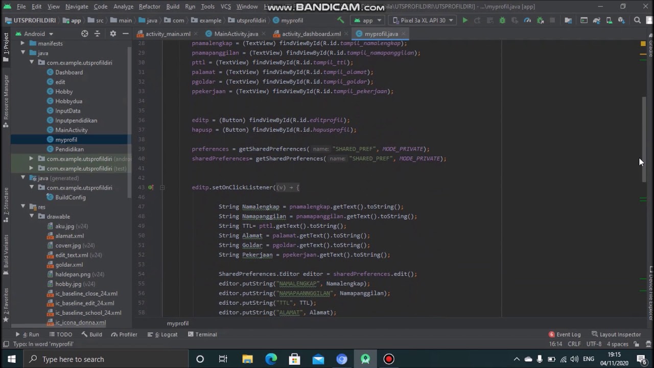 Aplikasi Profil Diri menggunakan Android Studio - YouTube