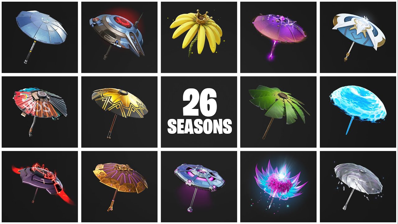 Fortnite ALL Victory Umbrella (All 26 Season) - YouTube