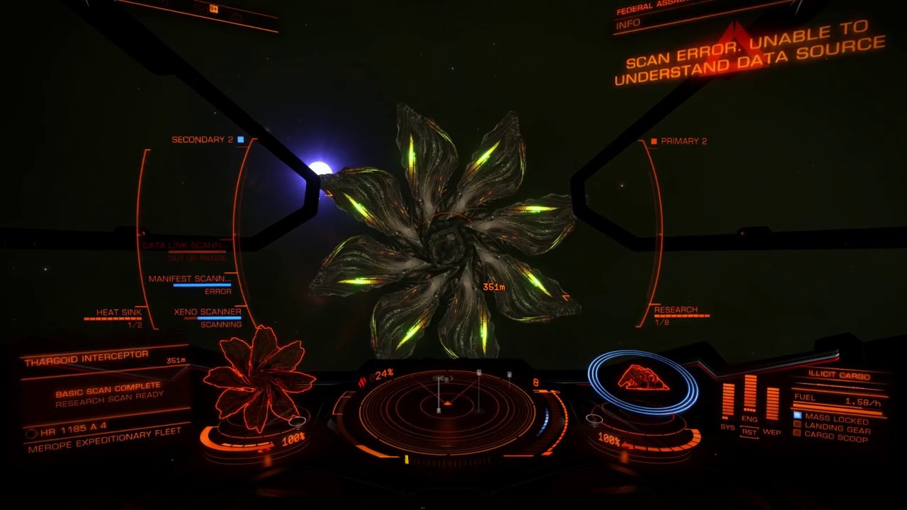 Elite Dangerous : taking a Thargoid tissue sample... - YouTube