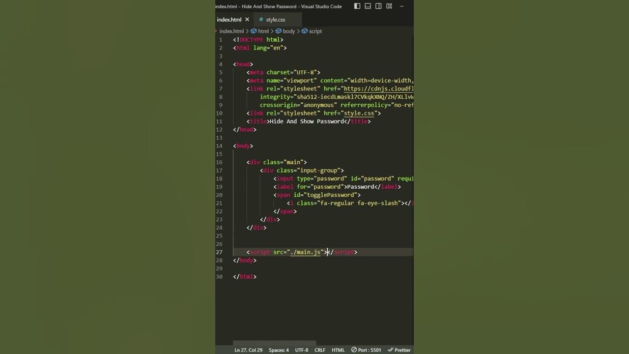 How To Make Show And Hide Password Using Html Css And Javascript Toggle Password Visibility
