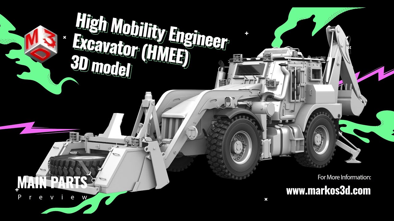 JCB High Mobility Engineer Excavator (HMEE) 3d Model | 3d Parts Preview ...