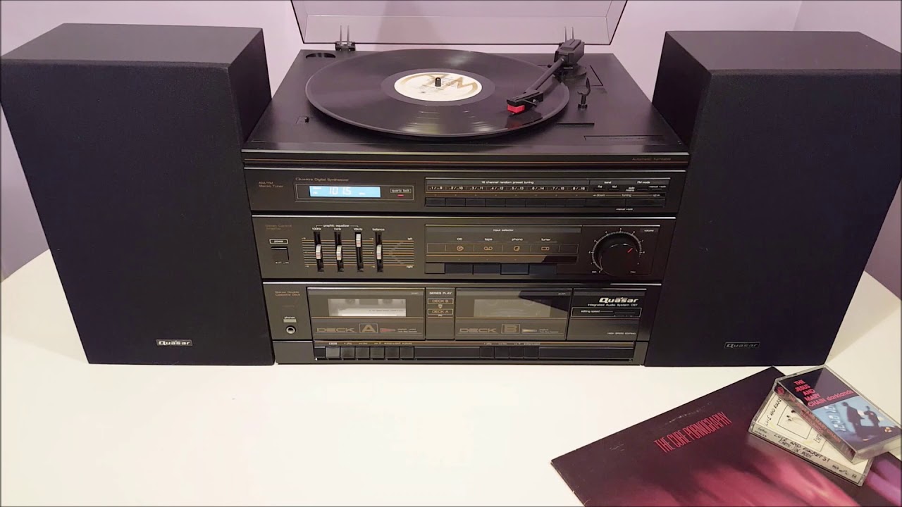 '80s goth rock on a Quasar stereo turntable cassette - YouTube