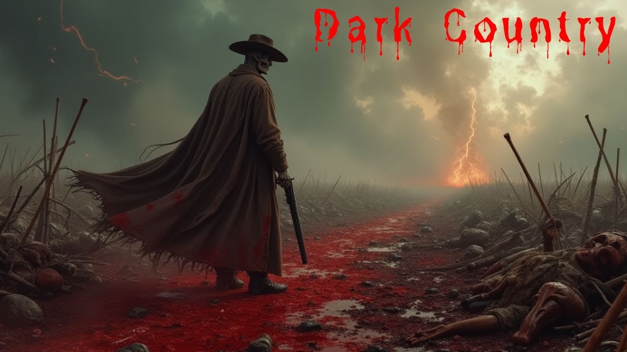 Dark Western Skeleton Cowboy in Blood-Soaked Battlefield – Horror ...