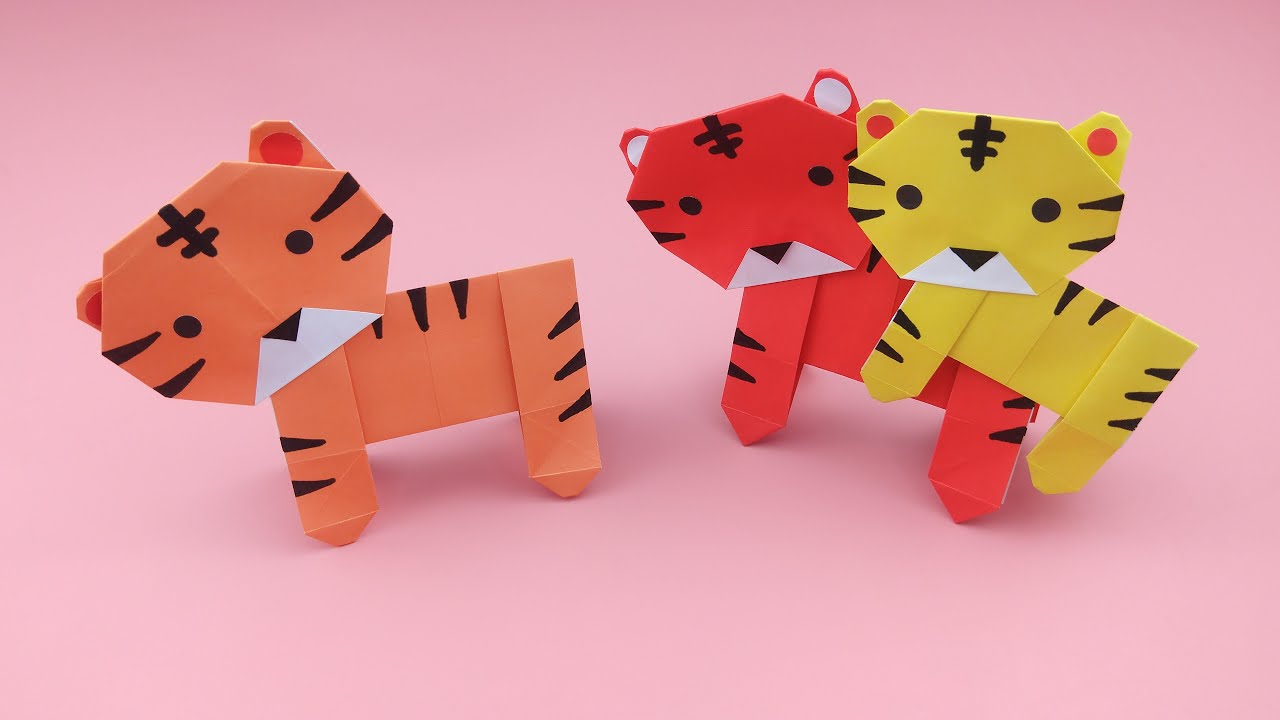 摺紙老虎書籤 / Origami Tiger Bookmark - YouTube