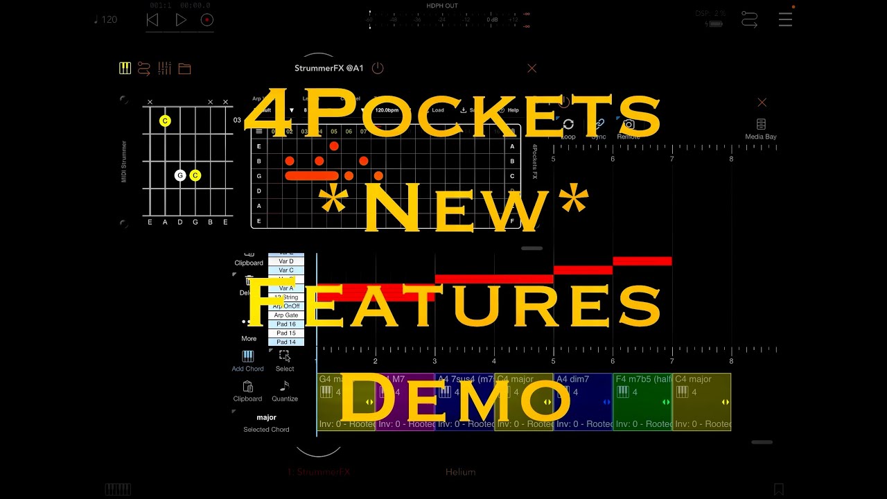 Demo of new 4Pockets Helium Chord Features with MIDI Strummer - YouTube