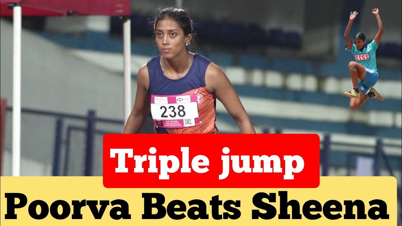 Poorva sawant beats Sheena in Women's triple jump 61st National Open Athletics Championships ...
