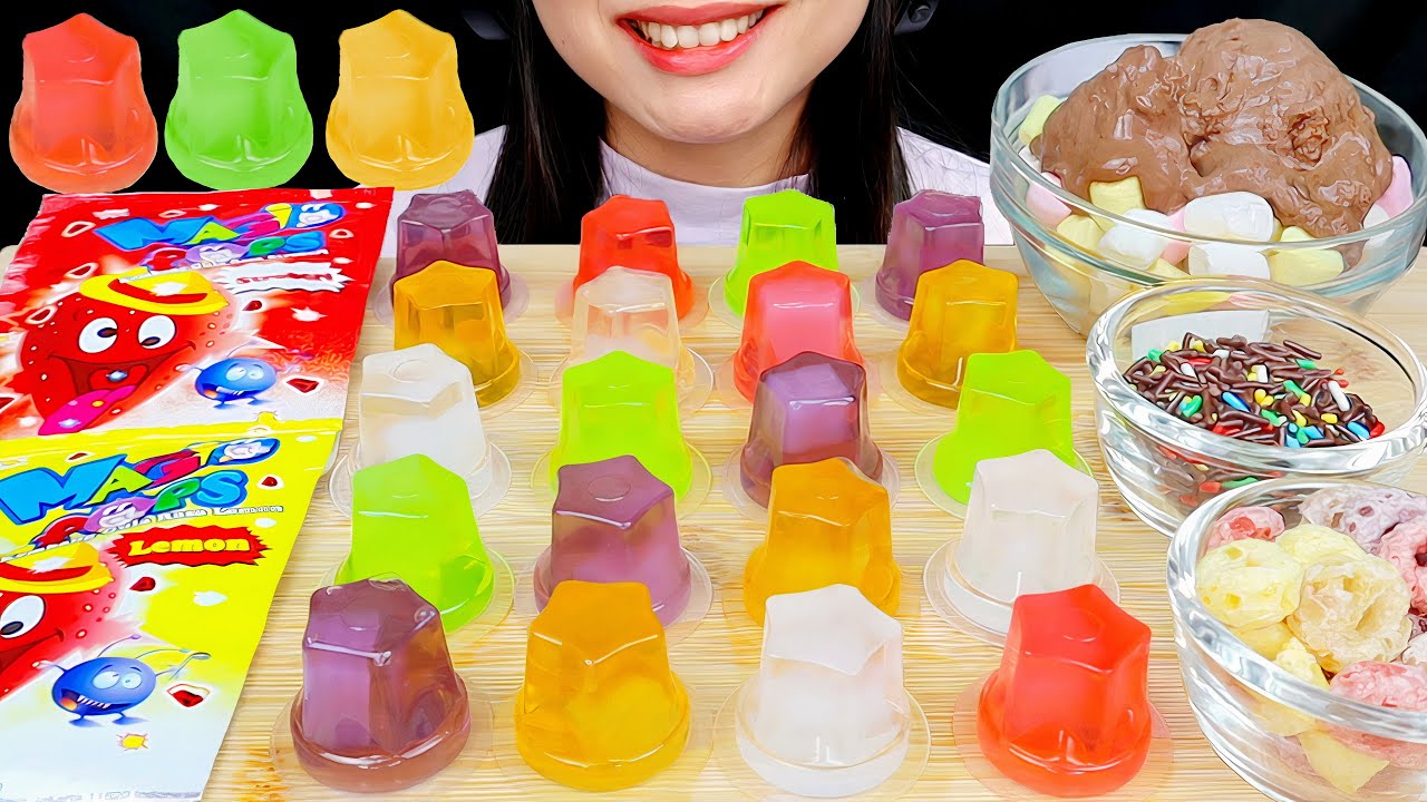 ASMR RAINBOW JELLY 🥪 MARSHMALLOW 🍫 KITKAT CHOCOLATE ICE CREAM 🍭 MAGIC POPS CANDY, FROOT LOOPS ...