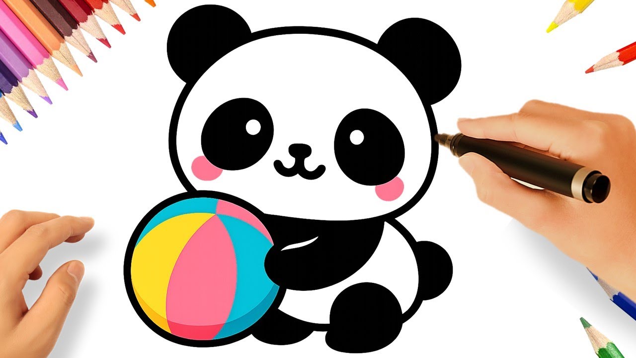 CÓMO DIBUJAR UN PANDA KAWAII FÁCIL 🐼 - YouTube