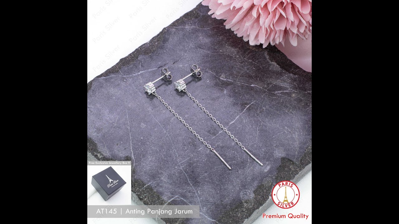 Anting Jarum Rumbai Panjang Perak Asli Silver 925 Lapis Emas Desi Mata ...