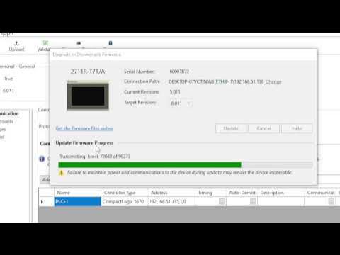 How update firmware on a 2711R-T7T HMI, using Connected Components ...