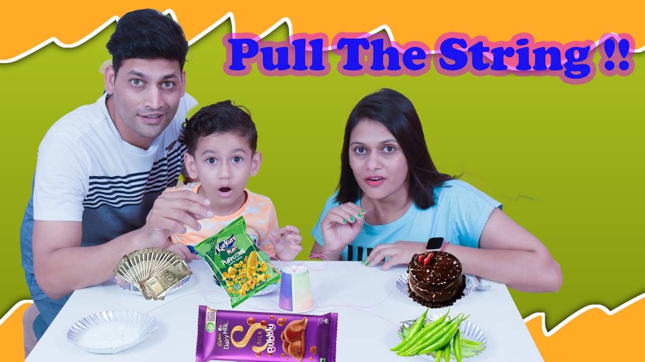 Pull The String Challenge !! Family fun challenge , Eating Challenge ...