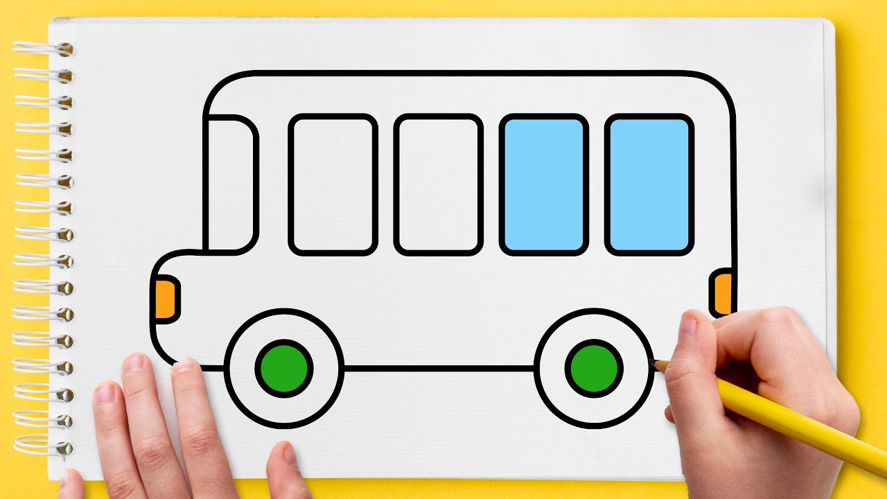 How to draw a bus step by step easily with coloring | learn drawing and ...