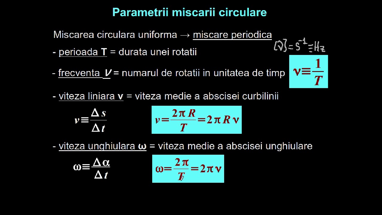 Mişcarea circulară uniformă: mărimi caracteristice, acceleraţia ...