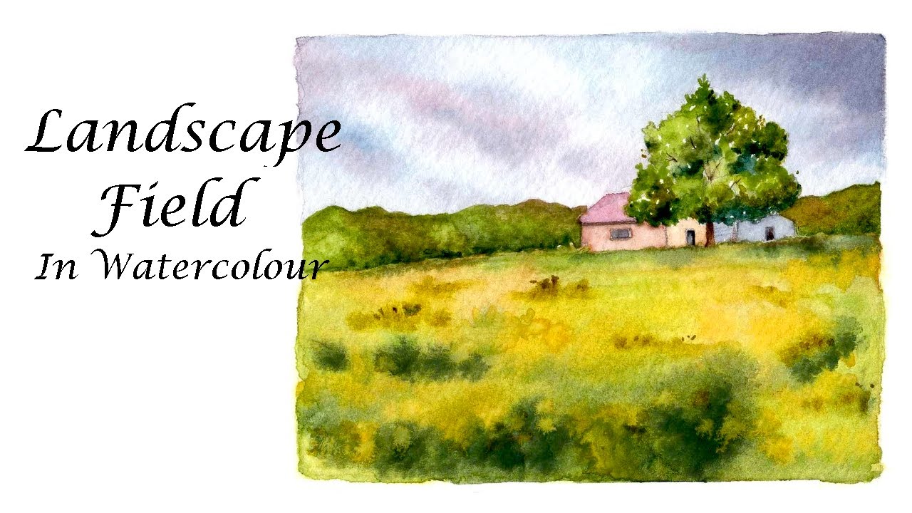 Watercolour Field Landscape Painting - Simple and Easy - YouTube