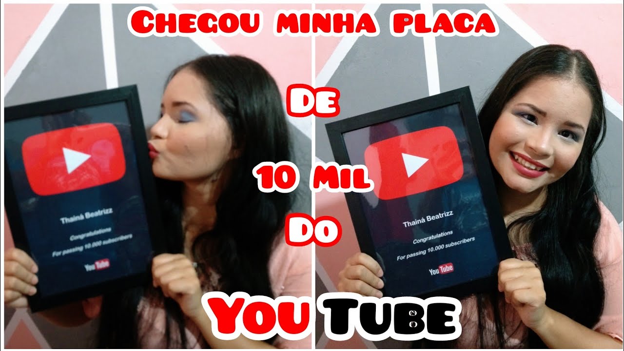 Chegou minha placa de 10 mil inscritos do YouTube 😍 - YouTube