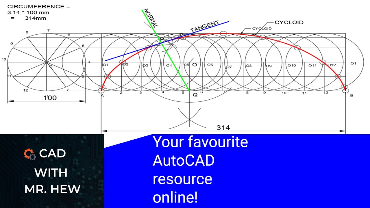 how to draw cycloid in engineering drawing - YouTube