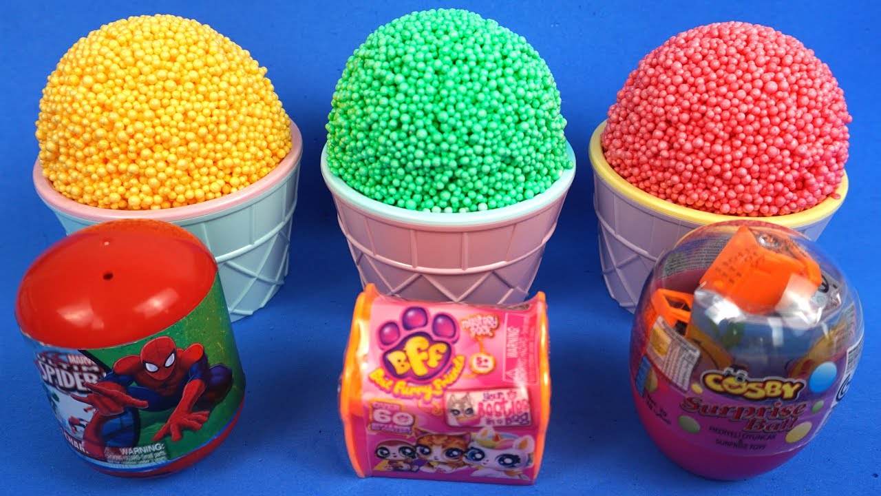 3 Color Play Foam in Ice Cream Cups | Surprise Toys Learn Color ...